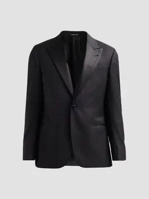 Emporio Armani Textured Chevron Wool Dinner Jacket - Black