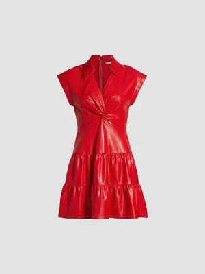 Alice + Olivia Mila Faux Leather Twist-front Minidress