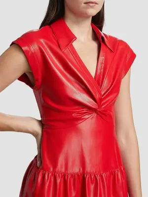 Alice + Olivia Mila Faux Leather Twist-front Minidress