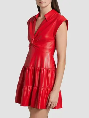Alice + Olivia Mila Faux Leather Twist-front Minidress
