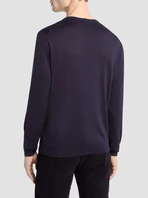 Giorgio Armani Silk-cotton Crewneck Long-sleeve Top