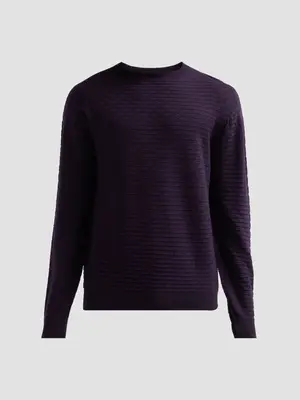 Giorgio Armani Geometric Textured Virgin Wool Crewneck Sweater - Must