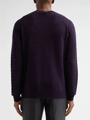 Giorgio Armani Geometric Textured Virgin Wool Crewneck Sweater
