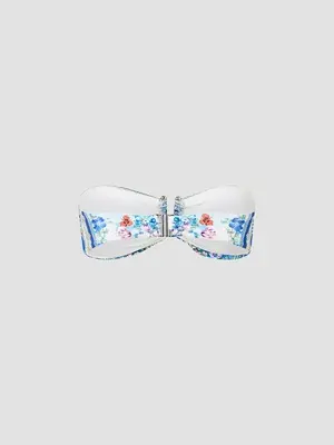 Camilla Ottoman-print Strapless Bikini Top