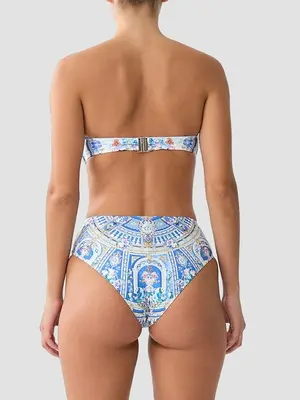 Camilla Ottoman-print Strapless Bikini Top
