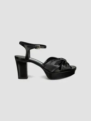 JIMMY CHOO Heloise 80mm Leather Platform Sandals - Black