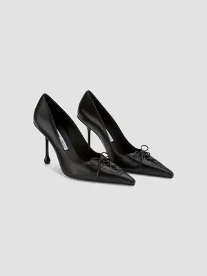 JIMMY CHOO Scarlett 95mm Bow Leather Pumps - Black