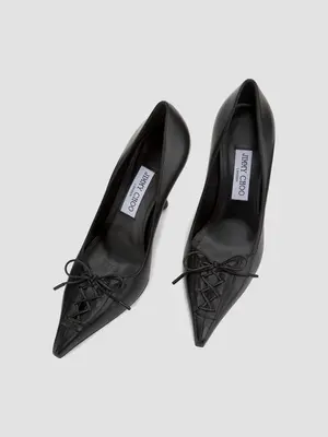 JIMMY CHOO Scarlett 95mm Bow Leather Pumps - Black