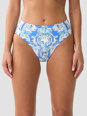 Camilla Ottoman-print Mid-rise Bikini Bottom