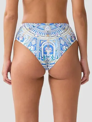 Camilla Ottoman-print Mid-rise Bikini Bottom