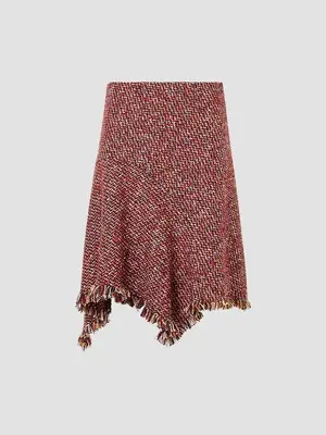 Akris Tweed Handkerchief Skirt - Rusty Red Multicolor