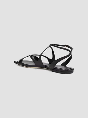 JIMMY CHOO Ayla Strappy Leather Sandals - Black