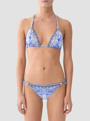 Camilla Printed Ball-trim Triangle Bikini Top - Multi