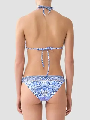 Camilla Printed Ball-trim Triangle Bikini Top