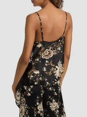 Camilla Printed Silk Asymmetric Draped Top - Flamenco Folklore