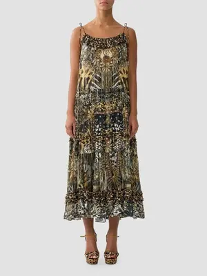 Camilla Feline Folklore Tiered Fringe Midi-dress