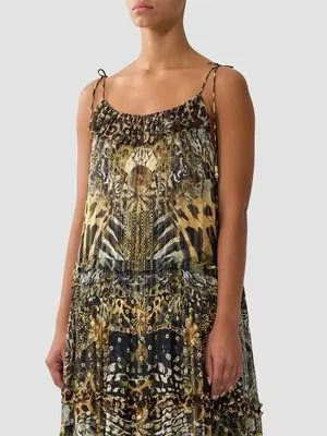Camilla Feline Folklore Tiered Fringe Midi-dress