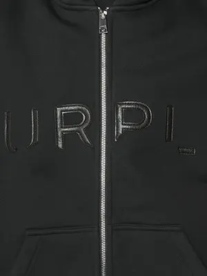 PURPLE BRAND Logo Cotton Fleece Zip-front Hoodie