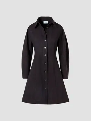 Akris Panel Winter Denim Shirtdress - Espresso