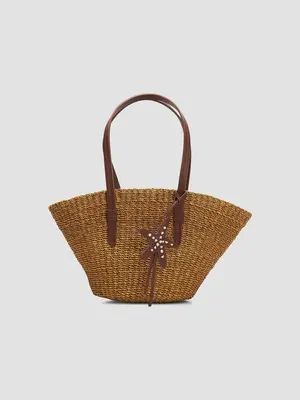 Poolside The East West Mini Straw Tote Bag - Cocoa