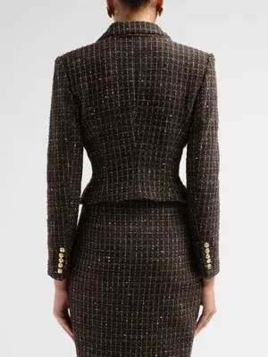 Generation Love Aytul Cotton-blend Tweed Crop Blazer - Brown Multi
