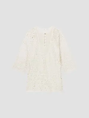 FRAME The Postcard Cotton Tunic Dress - Cream