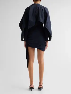 Zimmermann Valiant Draped Denim Mini Dress - Night Sky