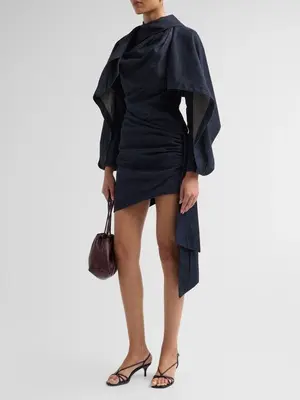 Zimmermann Valiant Draped Denim Mini Dress - Night Sky