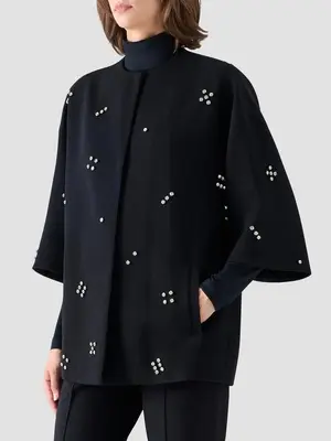 Akris Diamond Dice Dot Wool Car Coat