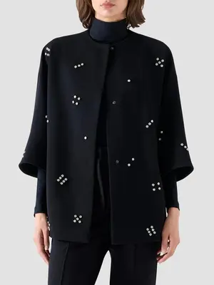Akris Diamond Dice Dot Wool Car Coat