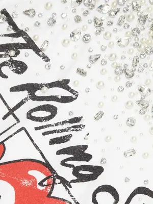 Alice + Olivia Micah Embellished Muscle Tank Top - Off White Multi
