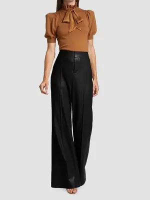 Alice + Olivia Dylan Wide-leg Faux Leather Trousers - Black