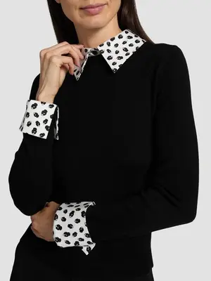 Alice + Olivia Porla Wool Collared Sweater