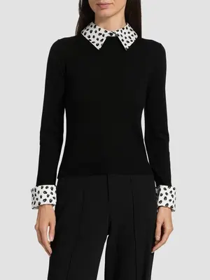 Alice + Olivia Porla Wool Collared Sweater
