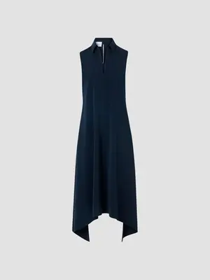 Akris Signature Lasercut Crêpe Midi Dress - Navy