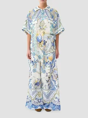 Camilla Printed Linen Wide-leg Trousers - Multi