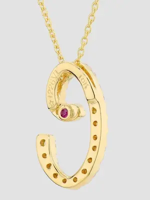 Roberto Coin Tiny Treasures Script Initial 18k Yellow Gold, Ruby & 0.24-0.34 Tcw Diamond Pendant Necklace - Initial C