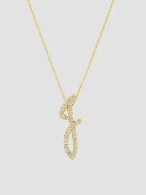 Roberto Coin Tiny Treasures Script Initial 18k Yellow Gold, Ruby & 0.24-0.34 Tcw Diamond Pendant Necklace Initial J