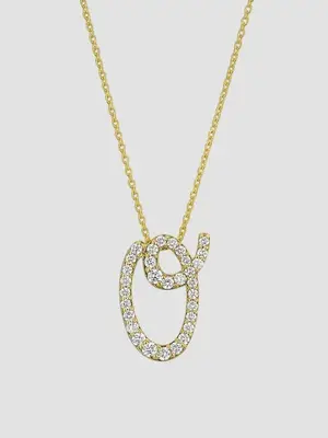 Roberto Coin Tiny Treasures Script Initial 18k Yellow Gold, Ruby & 0.24-0.34 Tcw Diamond Pendant Necklace Initial O