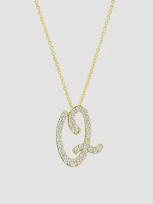 Roberto Coin Tiny Treasures Script Initial 18k Yellow Gold, Ruby & 0.24-0.34 Tcw Diamond Pendant Necklace - Initial Q