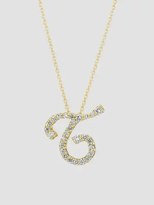 Roberto Coin Tiny Treasures Script Initial 18k Yellow Gold, Ruby & 0.24-0.34 Tcw Diamond Pendant Necklace - Initial T