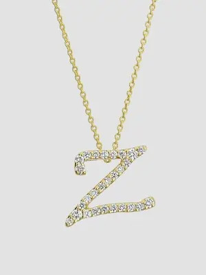 Roberto Coin Tiny Treasures Script Initial 18k Yellow Gold, Ruby & 0.24-0.34 Tcw Diamond Pendant Necklace Initial Z