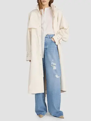 FRAME Field Tie-waist Cotton Trench Coat - Ecru