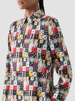 Akris Small Dice-print Wool Shirtdress