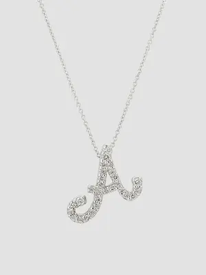 Roberto Coin Tiny Treasures Script Initial 18k White Gold, Ruby & 0.24-0.34 Tcw Diamond Pendant Necklace - Initial A