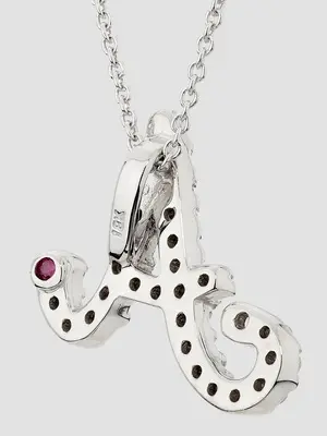 Roberto Coin Tiny Treasures Script Initial 18k White Gold, Ruby & 0.24-0.34 Tcw Diamond Pendant Necklace - Initial A