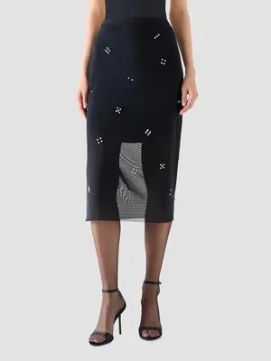 Akris Diamond Dice Dot Pencil Midi Skirt
