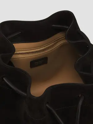 JIMMY CHOO Cinch Suede Drawstring Bag - Coffee Gold