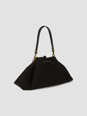 JIMMY CHOO Cinch Suede Drawstring Bag - Coffee Gold