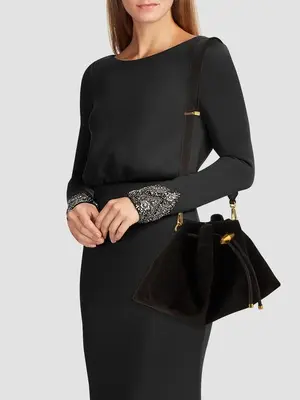 JIMMY CHOO Cinch Suede Drawstring Bag - Coffee Gold